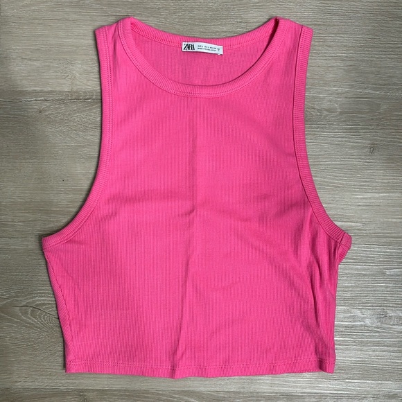 Zara | Tops | Zara Neon Pink Crop Tank Size L | Poshmark
